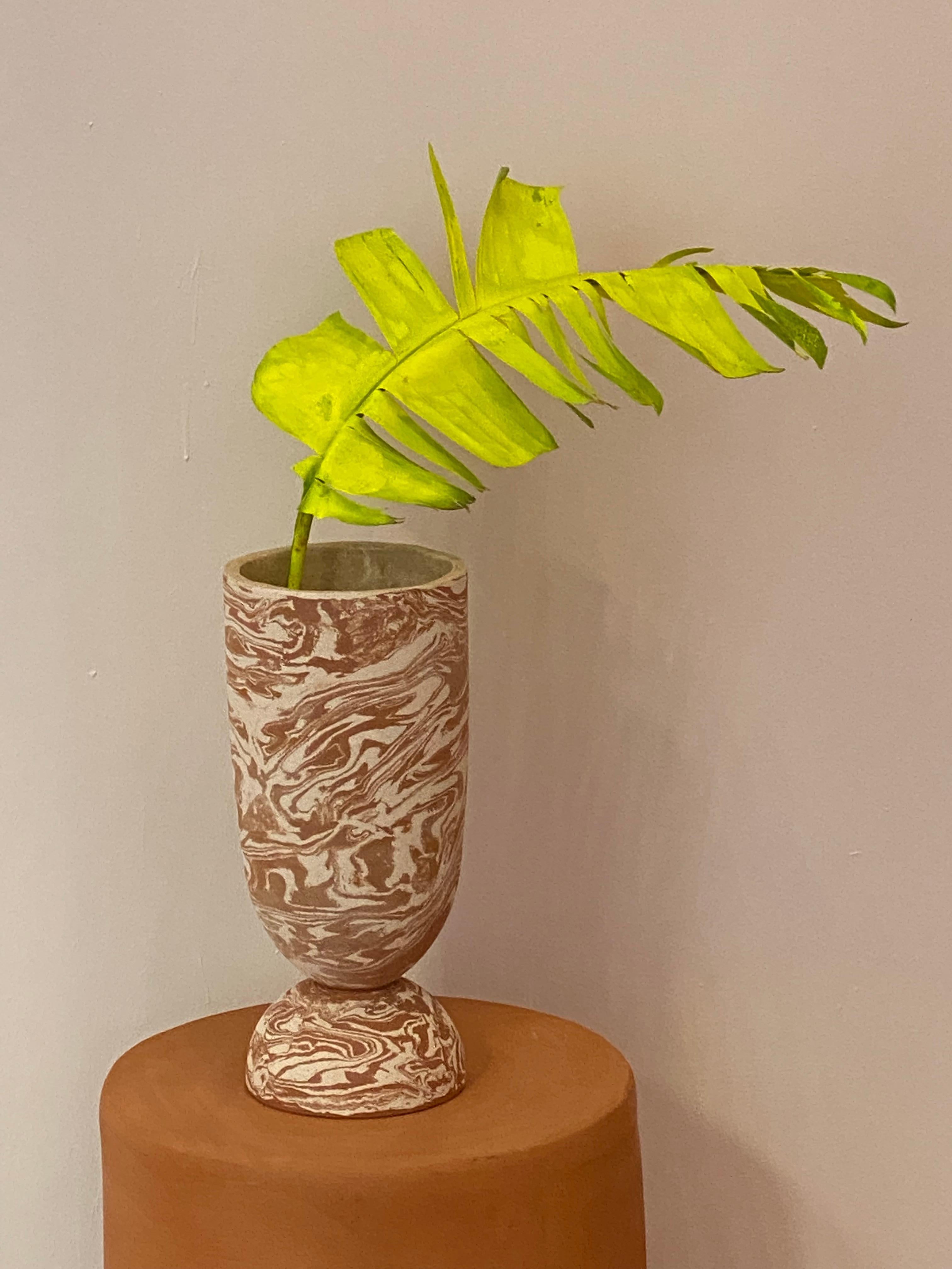 Tall Santa Vase made in Spain with Hand Marbled White and Terracotta ...