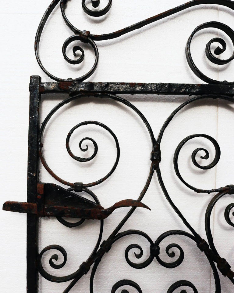 Tall Victorian Wrought Iron Scroll Pedestrian Gate For Sale at 1stDibs