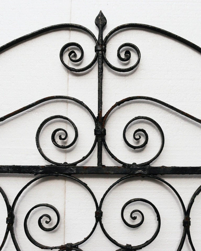 Tall Victorian Wrought Iron Scroll Pedestrian Gate For Sale at 1stDibs