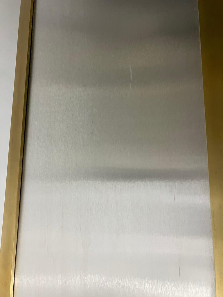 Tall Vintage Brass and Brushed Aluminum 6-Panel Screen For Sale at 1stDibs