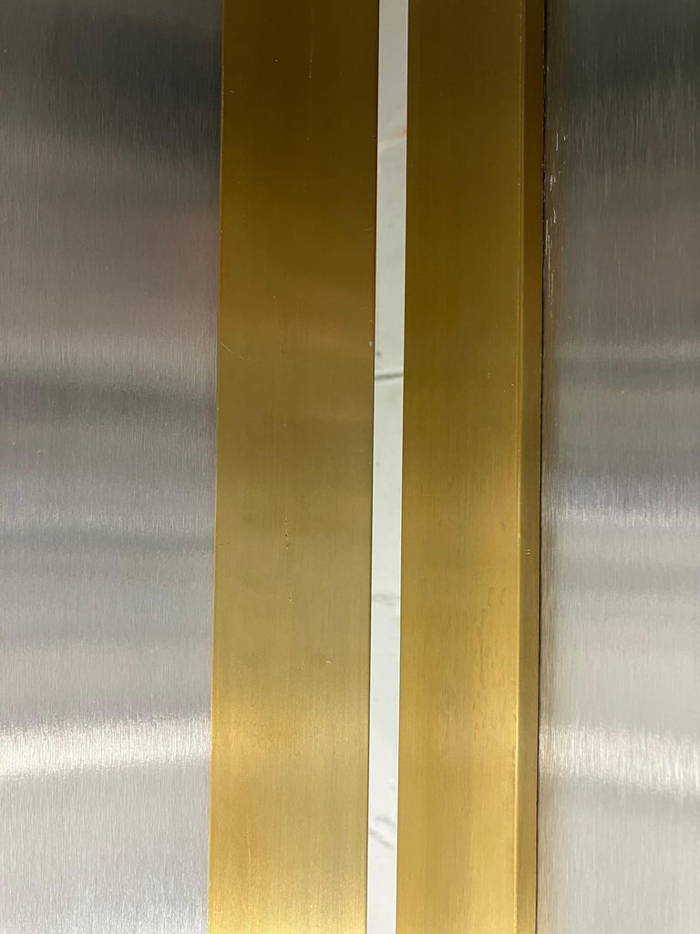 Tall Vintage Brass and Brushed Aluminum 6-Panel Screen For Sale at 1stDibs