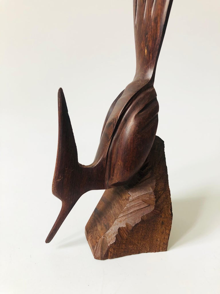 Tall Vintage Carved Iron Wood Roadrunner For Sale at 1stDibs