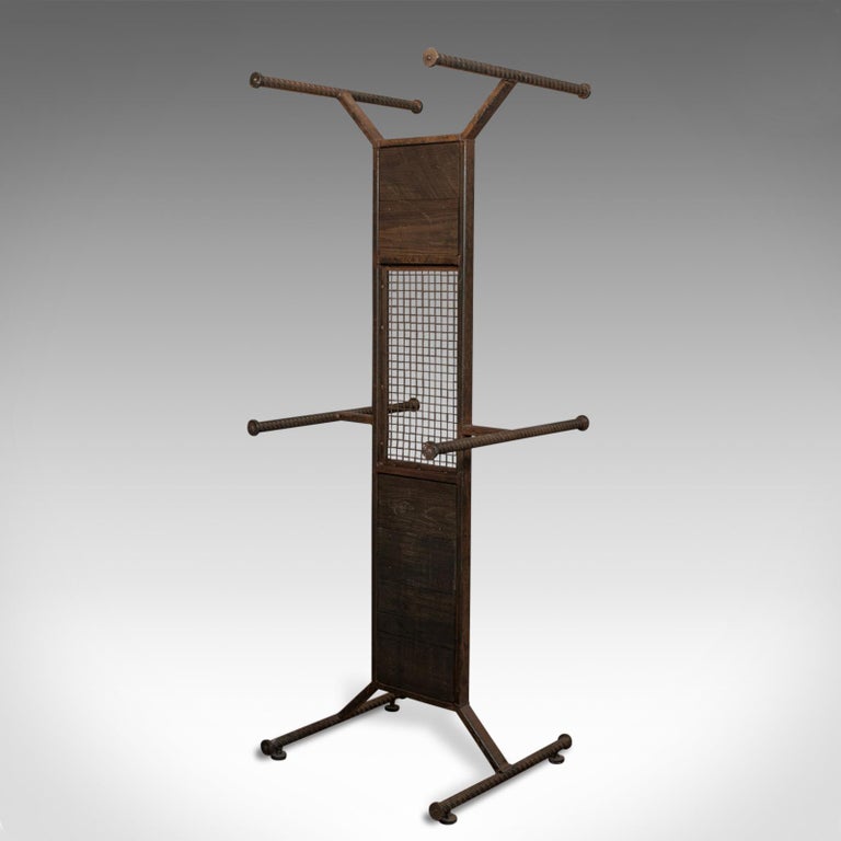Tall Vintage Display Stand, English, Steel, Oak, Industrial, Fashion ...
