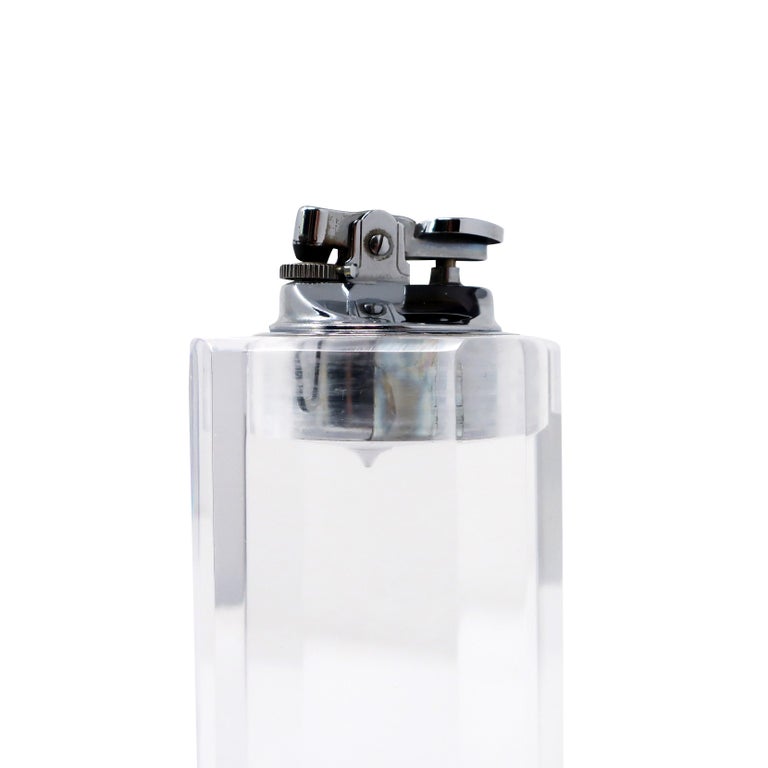 Tall Vintage Lucite Table Lighter For Sale at 1stDibs