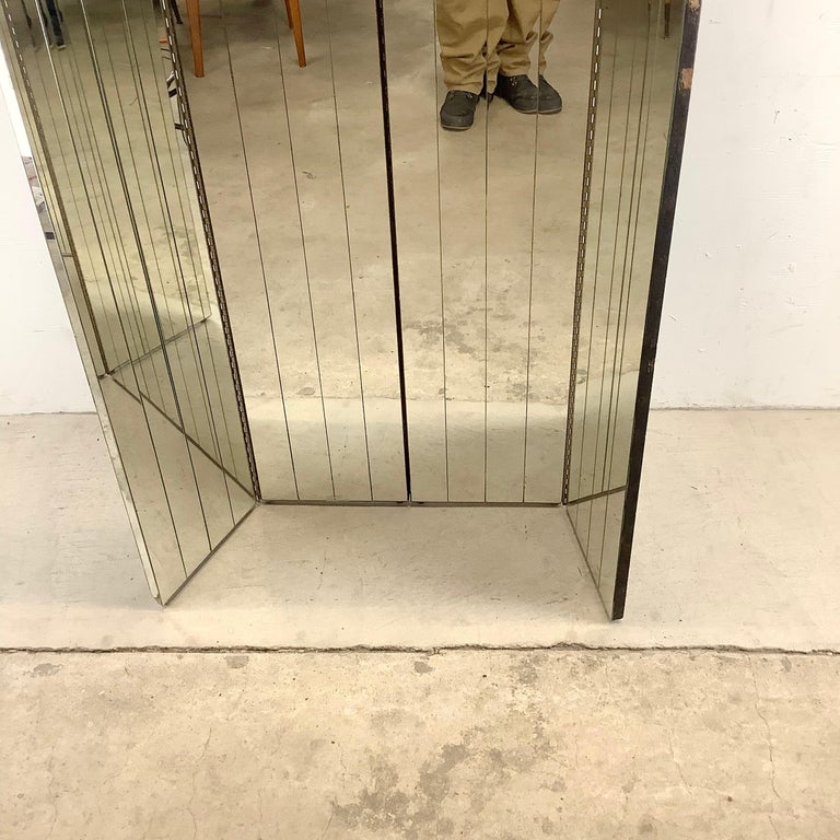 Tall Vintage Mirrored Room Divider or Decorative Screen For Sale at 1stDibs