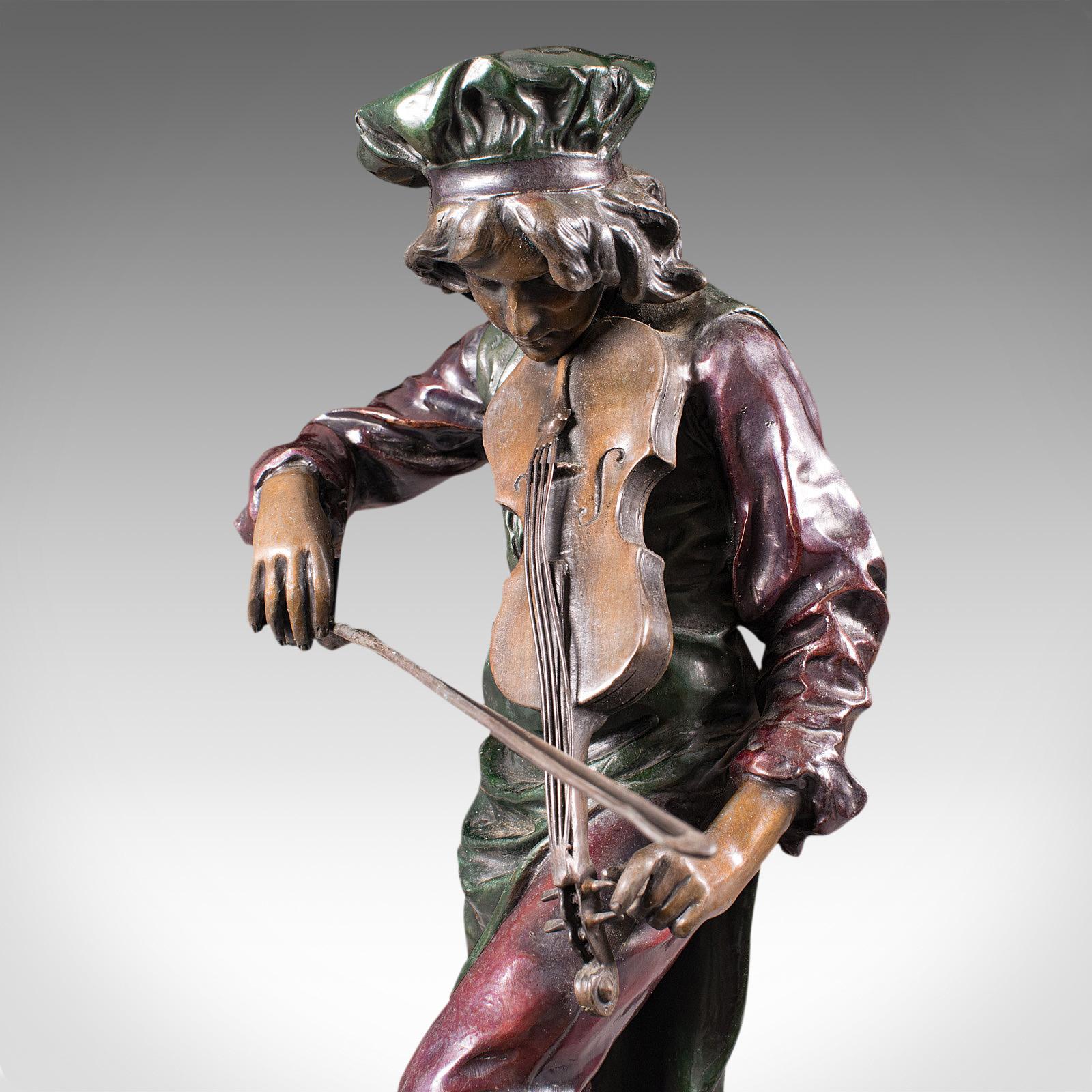 Tall Vintage Violinist Statue, Continental, Bronze, Male Figure, After ...