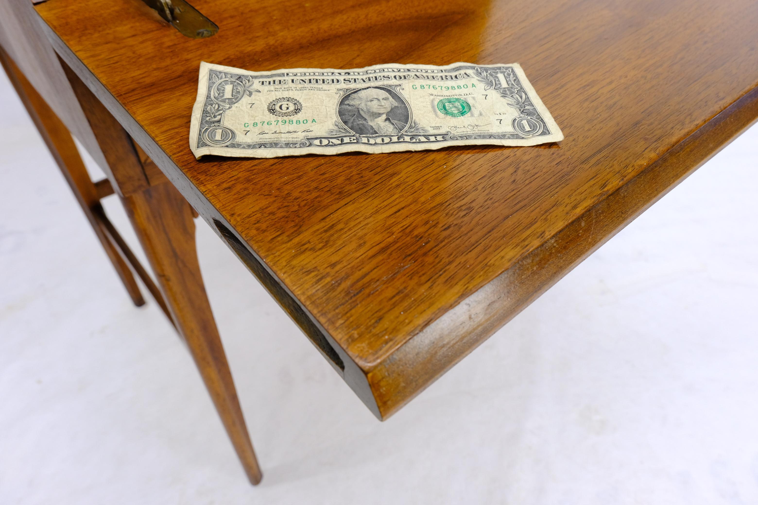 Tall Walnut Mid-Century Modern Drop Front Secretary Desk Bookcase at ...