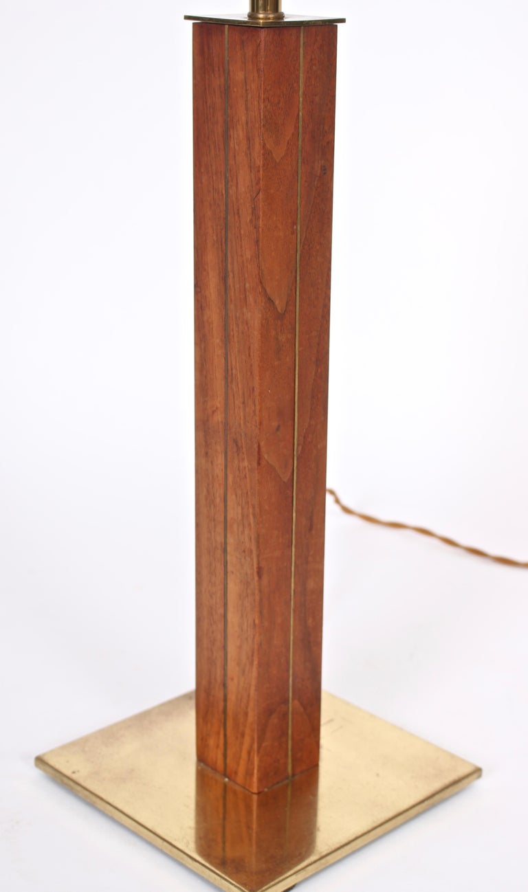 Tall Walter Von Nessen, Nessen Studios Inlaid Brass Walnut "Tower ...