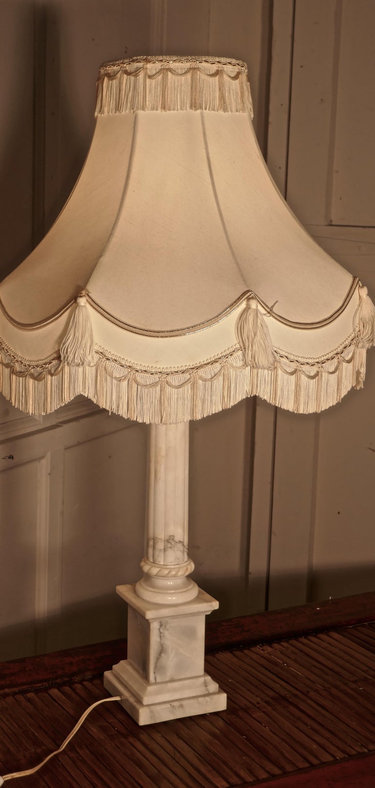 Large White Marble Corinthian Column Table Lamp For Sale at 1stDibs ...