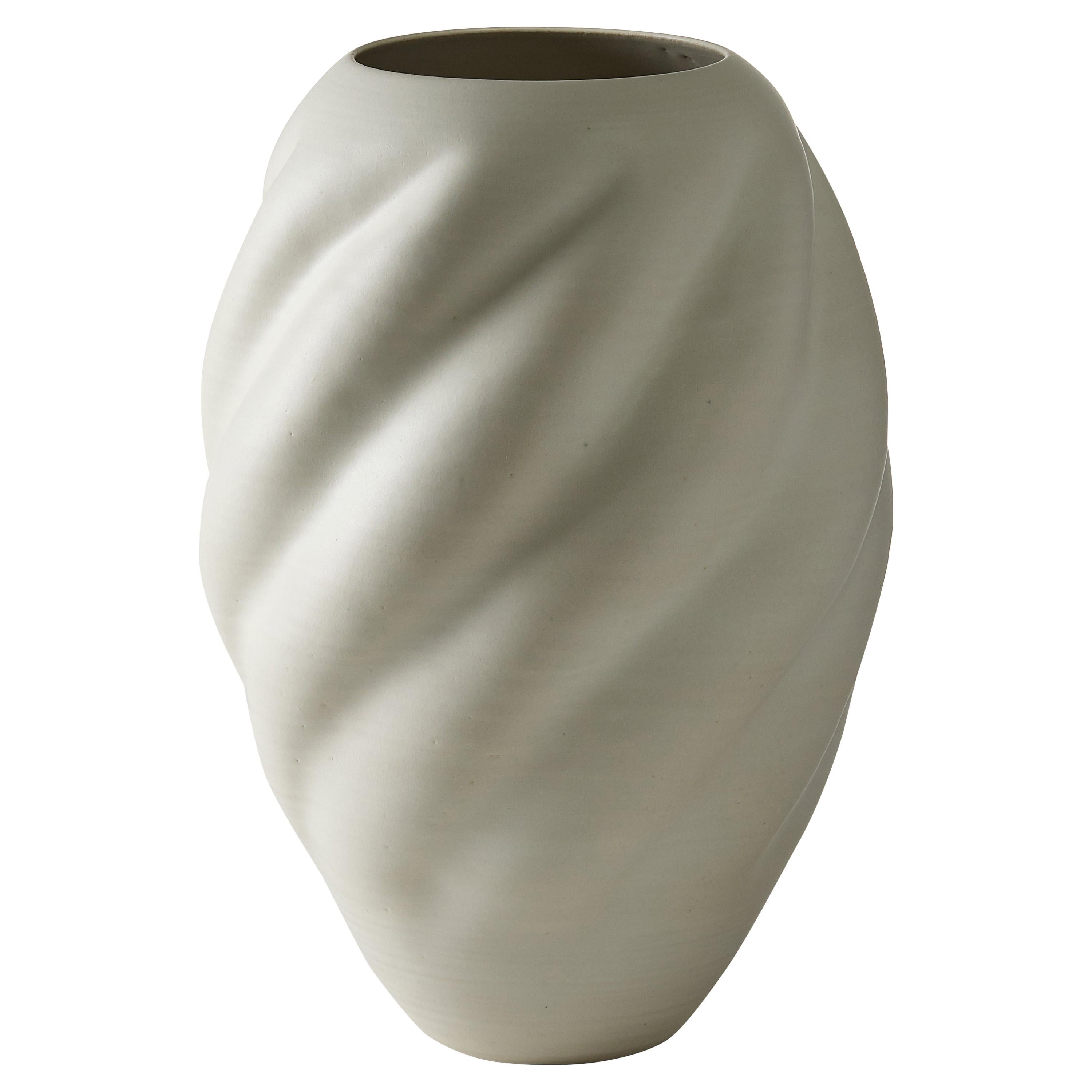 Tall White Crumpled Form No 31, Ceramic Vessel by Nicholas Arroyave ...