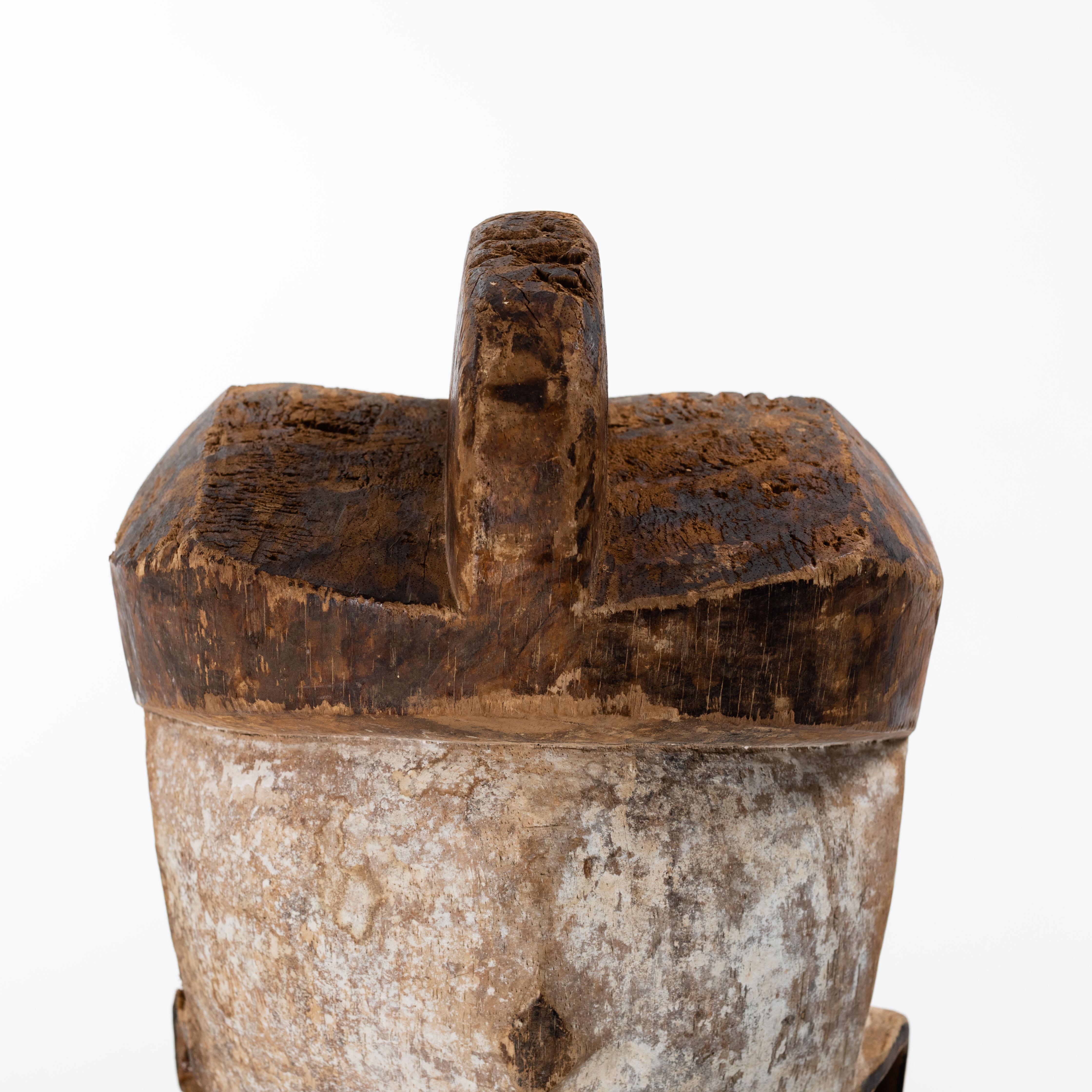 Tall Wooden Tribal Fang Mask of Ngil Brown, Creme and Red Colored Gabon ...