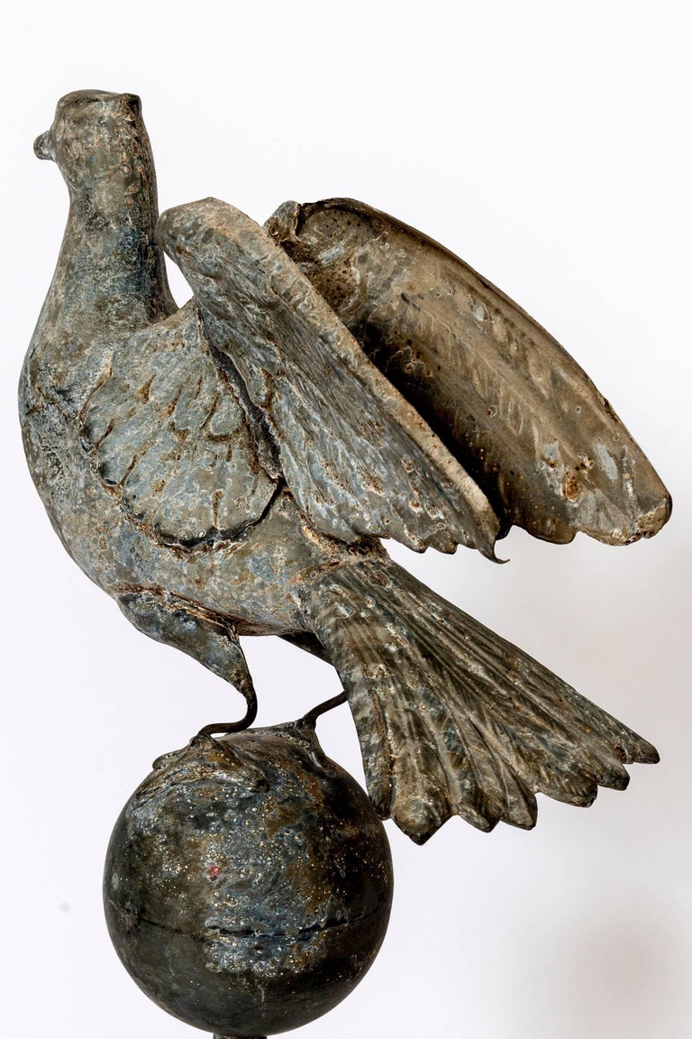 Tall Zinc Bird on a Sphere with a Stand at 1stDibs