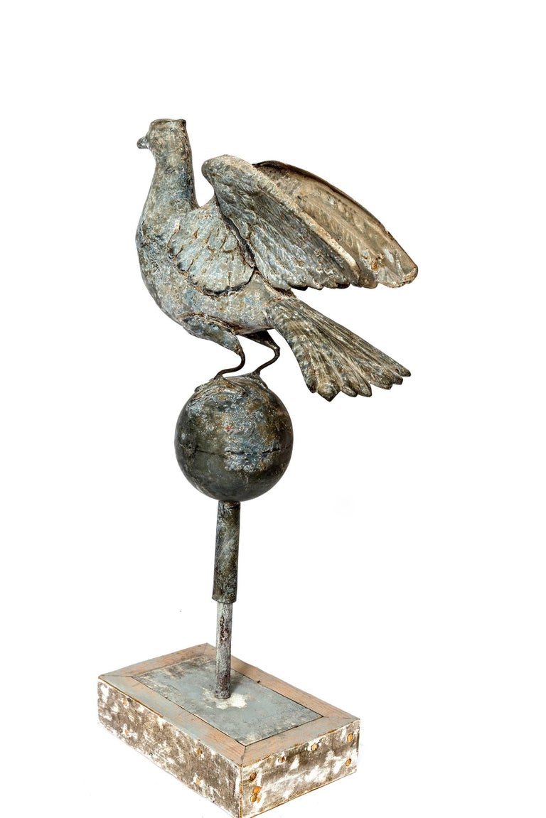 Tall Zinc Bird on a Sphere with a Stand at 1stDibs