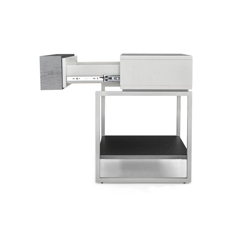 Tallo Nightstand with a Gray Oak Drawer and Off-White Frame For Sale at ...