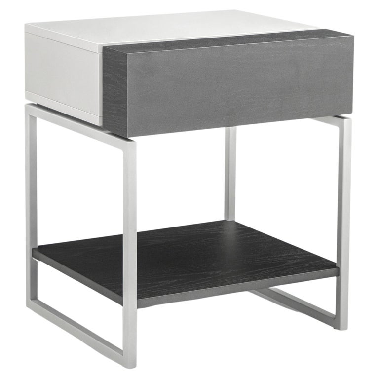 Tallo Nightstand with a Gray Oak Drawer and Off-White Frame For Sale at ...