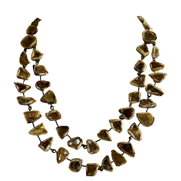 Talosel and Mirror Double Row Line Vautrin Necklace For Sale at 1stDibs