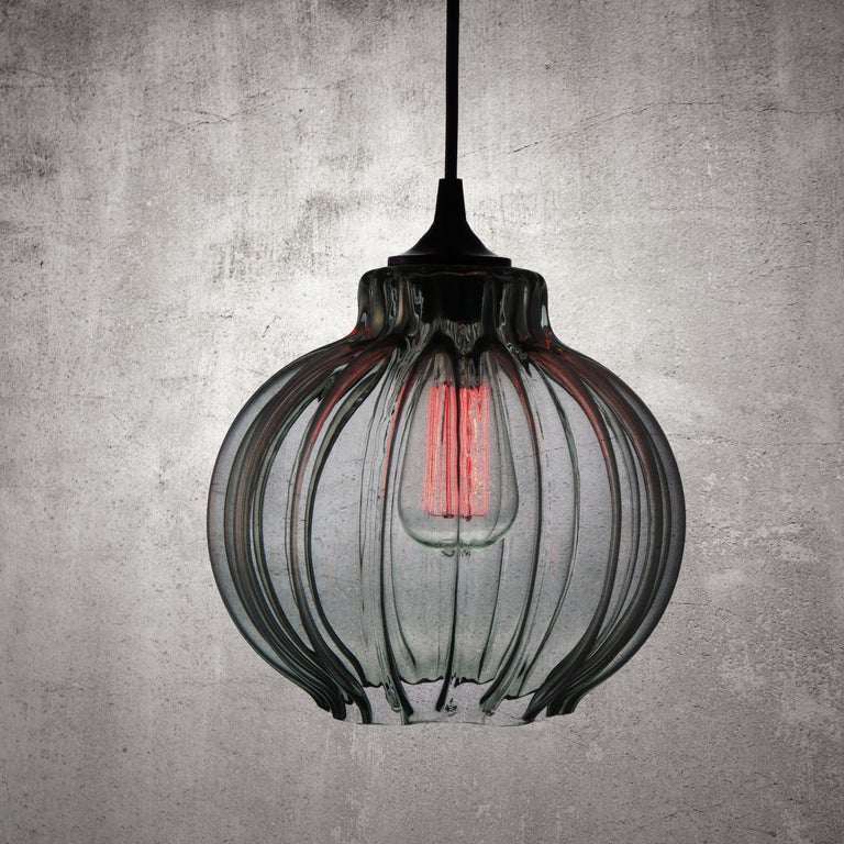 Tamala Contemporary Hand Blown Pendant Lamp in Warm Olive For Sale at ...