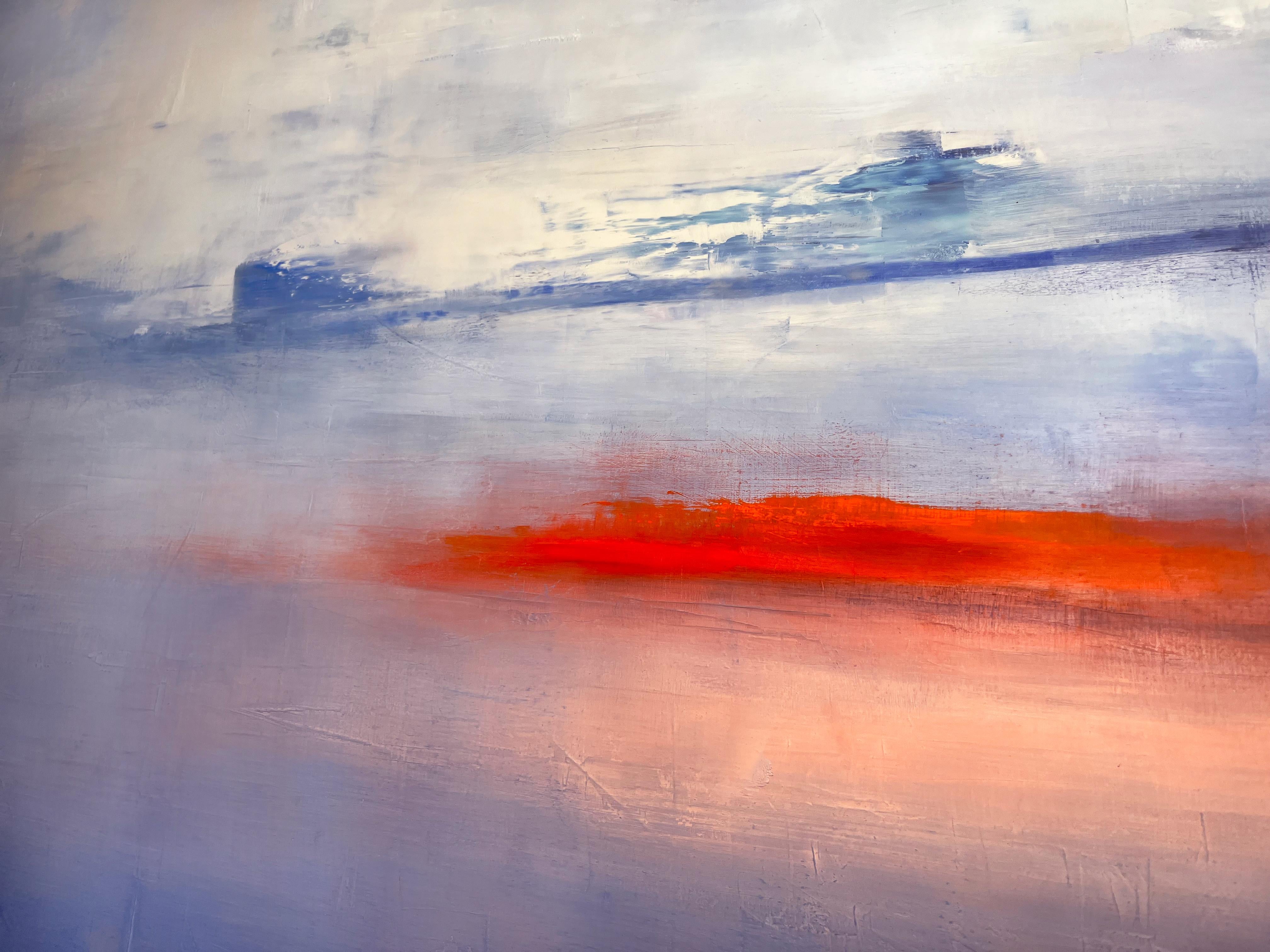 Tamara Soto - Deep Breath, bold abstract landscape with blue and red ...