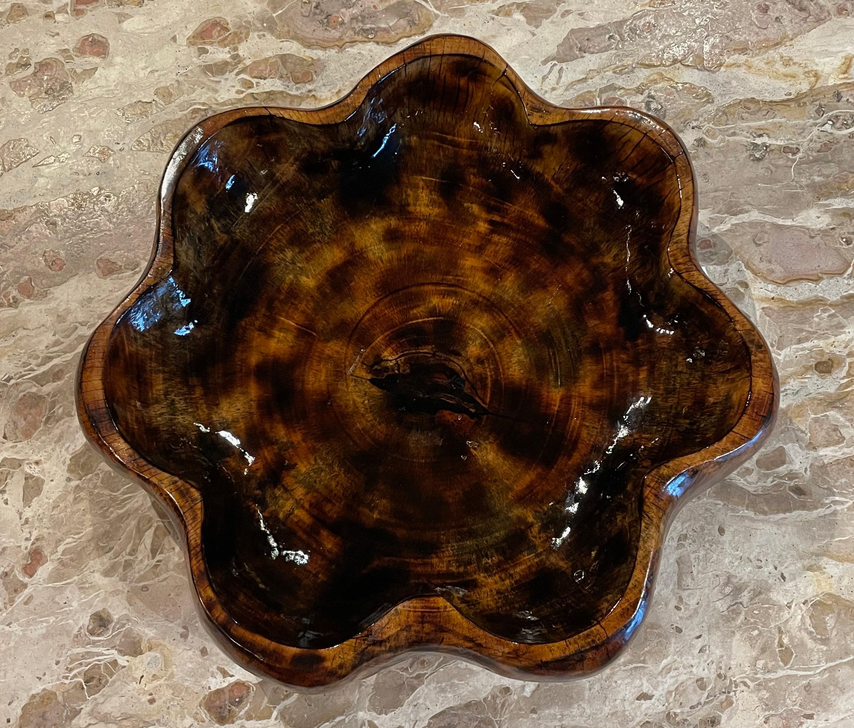 Tamarind Wood Scalloped Edge Bowl, Indonesia, Contemporary For Sale at ...