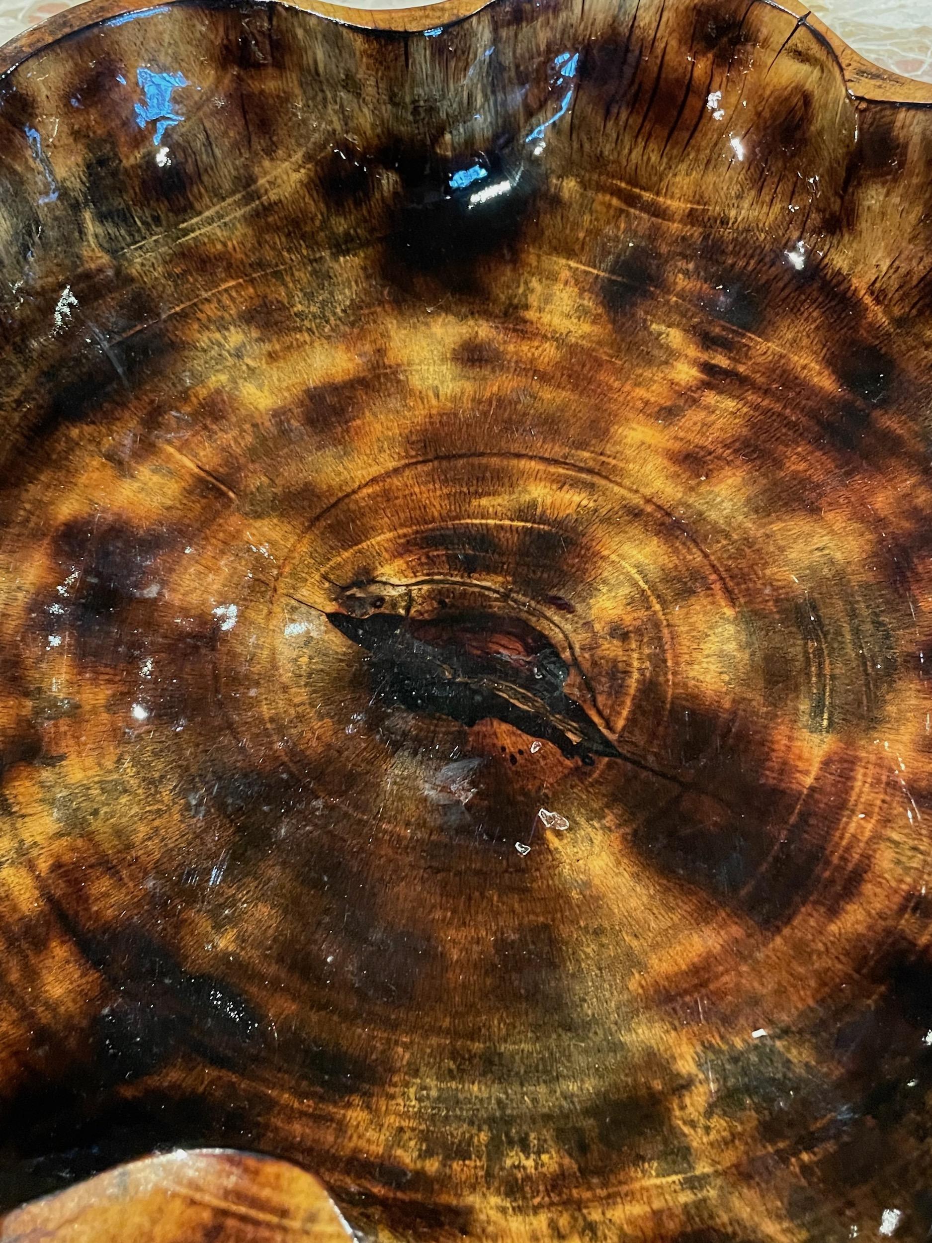 Tamarind Wood Scalloped Edge Bowl, Indonesia, Contemporary For Sale at ...