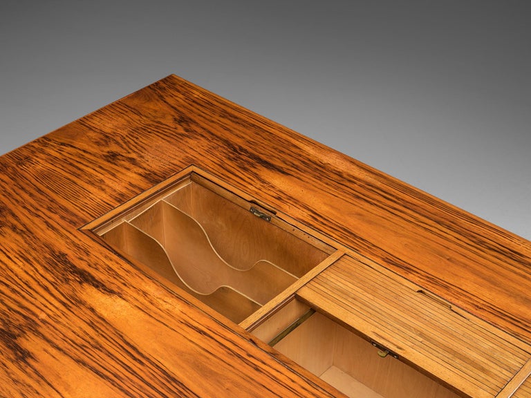 Tambour Desk with Rosewood and Walnut For Sale at 1stDibs