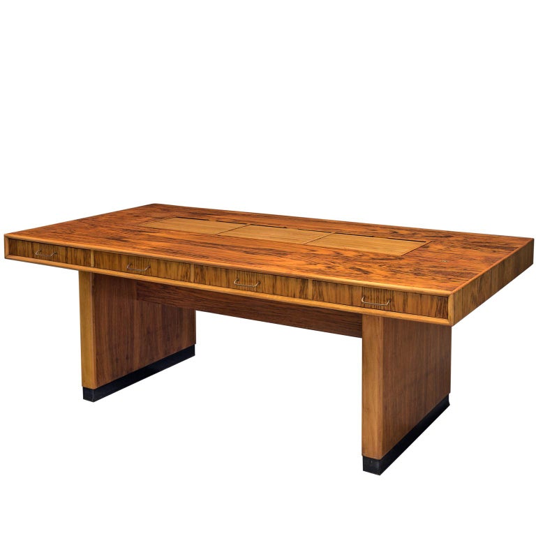 Tambour Desk with Rosewood and Walnut For Sale at 1stDibs