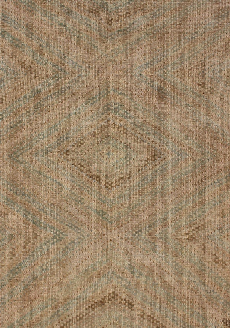 Tan and Rust Colored Vintage Turkish Kilim Rug with Geometric Diamond ...