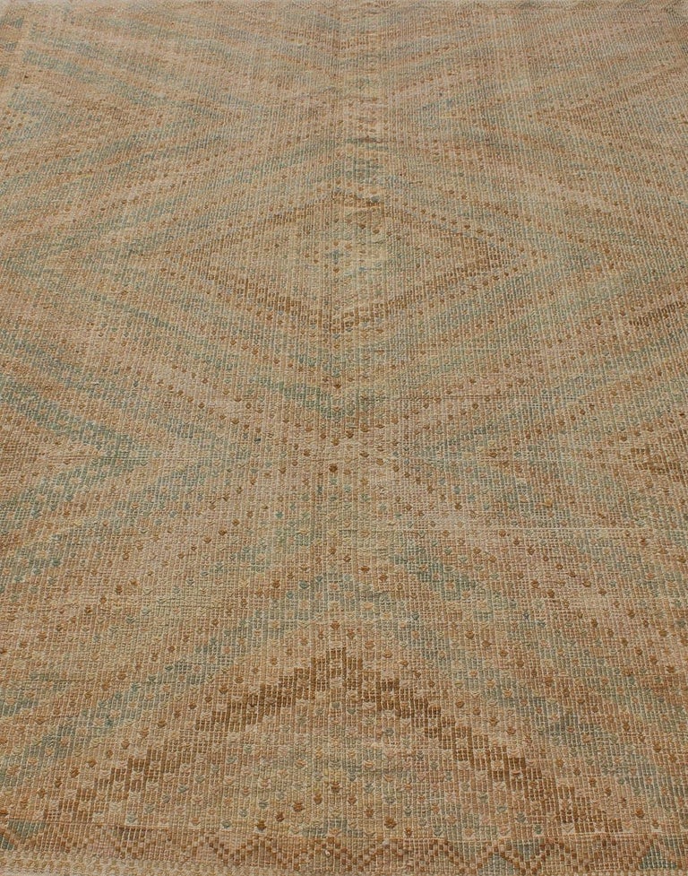 Tan and Rust Colored Vintage Turkish Kilim Rug with Geometric Diamond ...