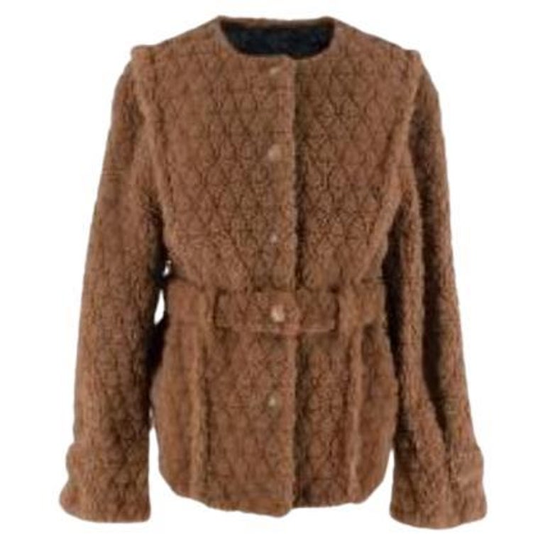 Tan diamond-shaved shearling jacket at 1stDibs