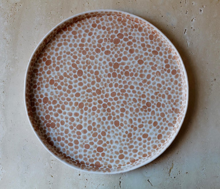Tan Dots Porcelain Large Tray by Lana Kova For Sale at 1stDibs