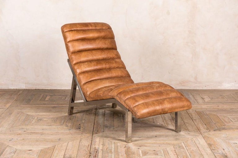 Tan Leather Chaise Longue, 20th Century For Sale at 1stDibs