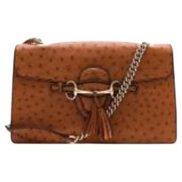 Tan Ostrich Leather Emily Bag For Sale at 1stDibs