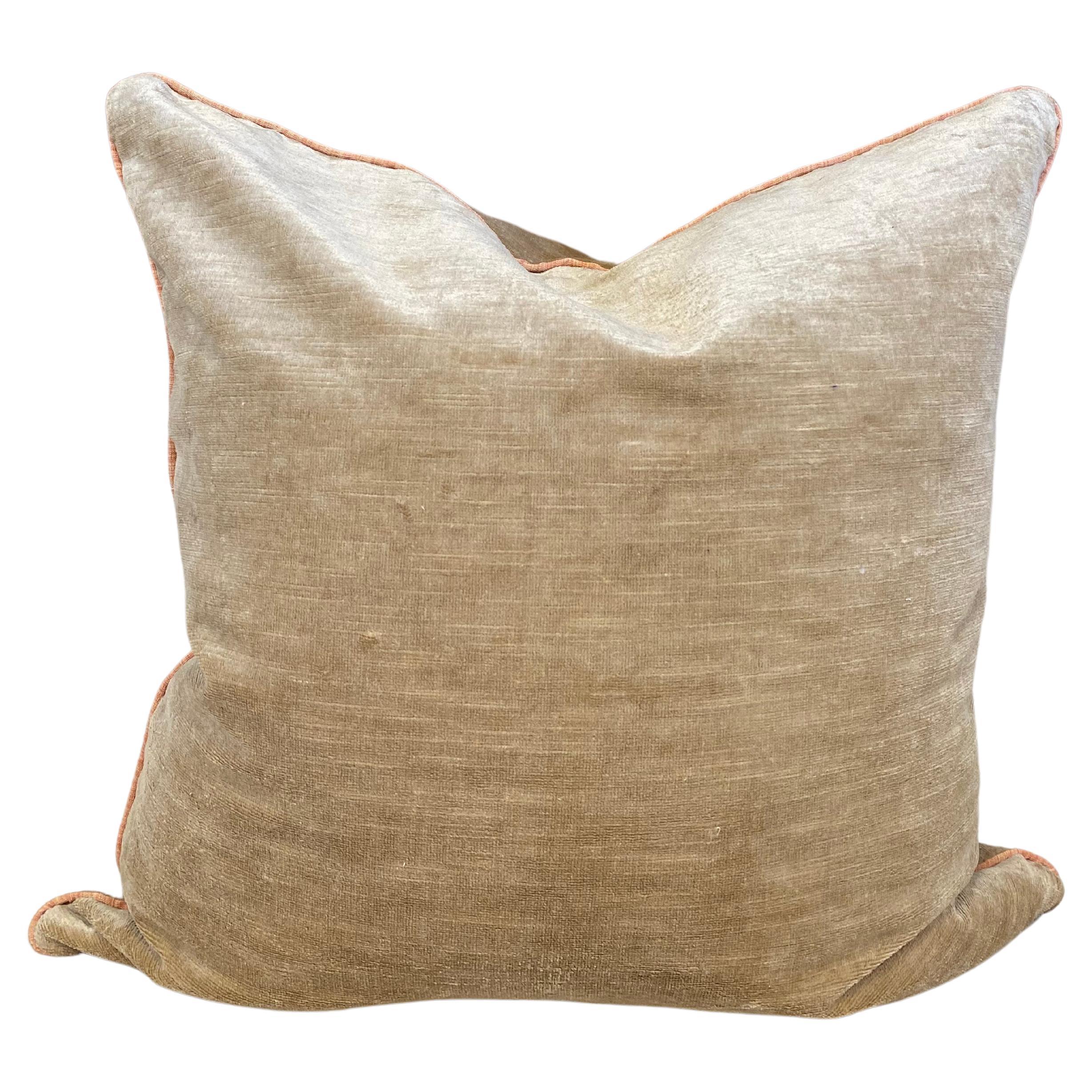 Tan Velvet " Teddy Bear" thick both sides with Peach Silk Trim Piping ...