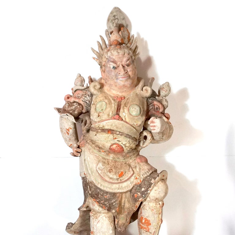 Tang Dynasty Painted Terracotta Lokapala Sculptures For Sale at 1stDibs