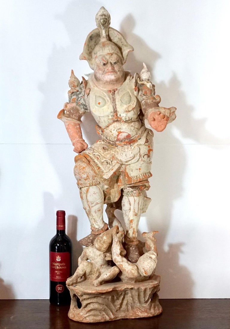 Tang Dynasty Painted Terracotta Lokapala Sculptures For Sale at 1stDibs