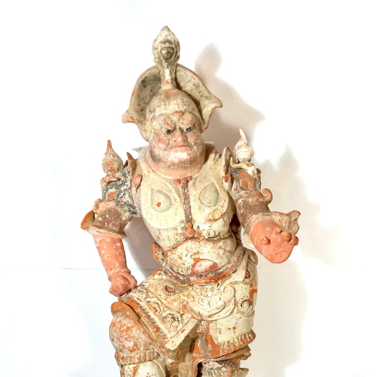 Tang Dynasty Painted Terracotta Lokapala Sculptures For Sale at 1stDibs