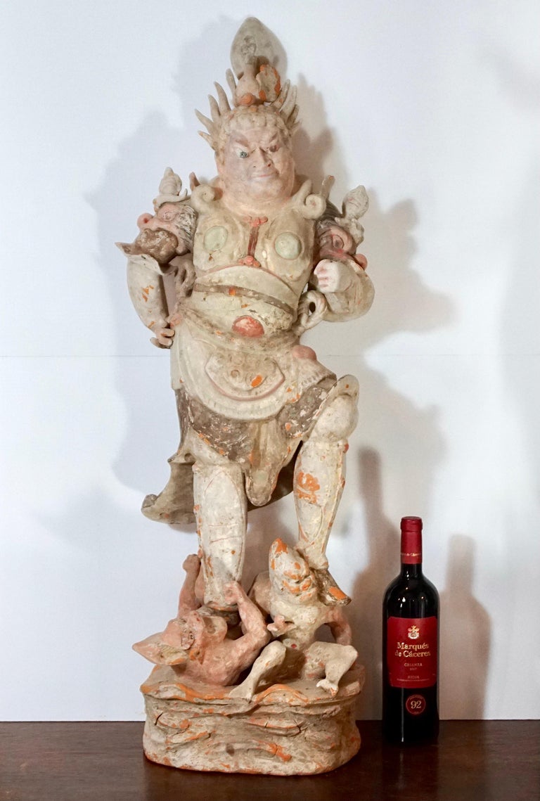 Tang Dynasty Painted Terracotta Lokapala Sculptures For Sale at 1stDibs