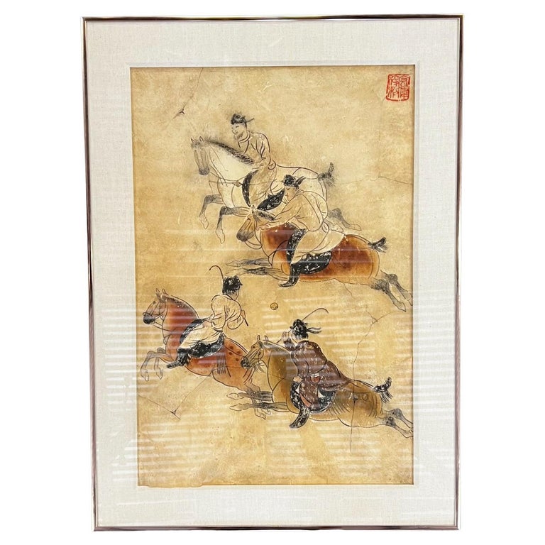 Tang Dynasty Polo Players Chinese Figurative Ink Wash Painting Handmade ...