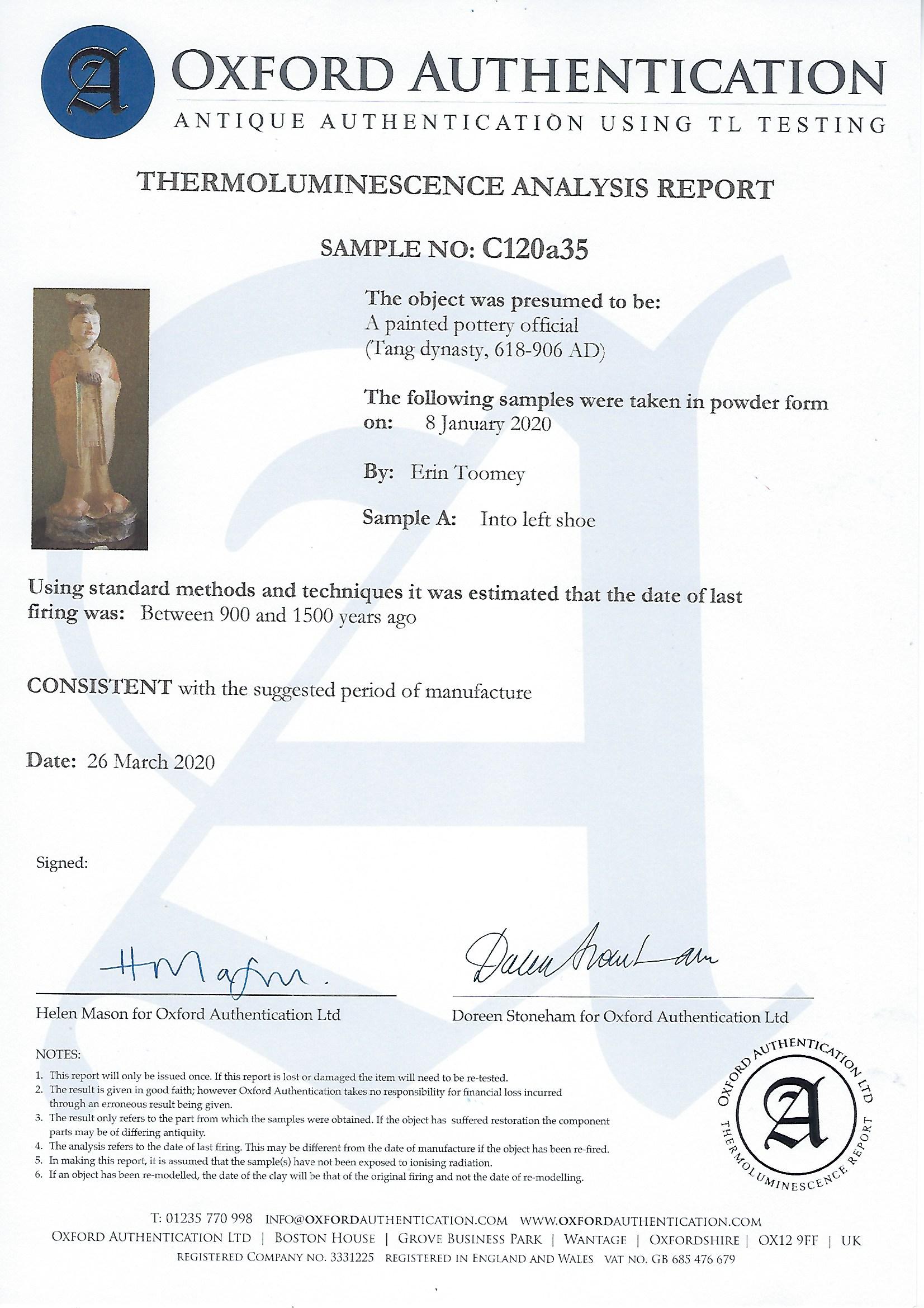 Tang Dynasty Standing Official with Oxford TL Certificate For Sale at ...