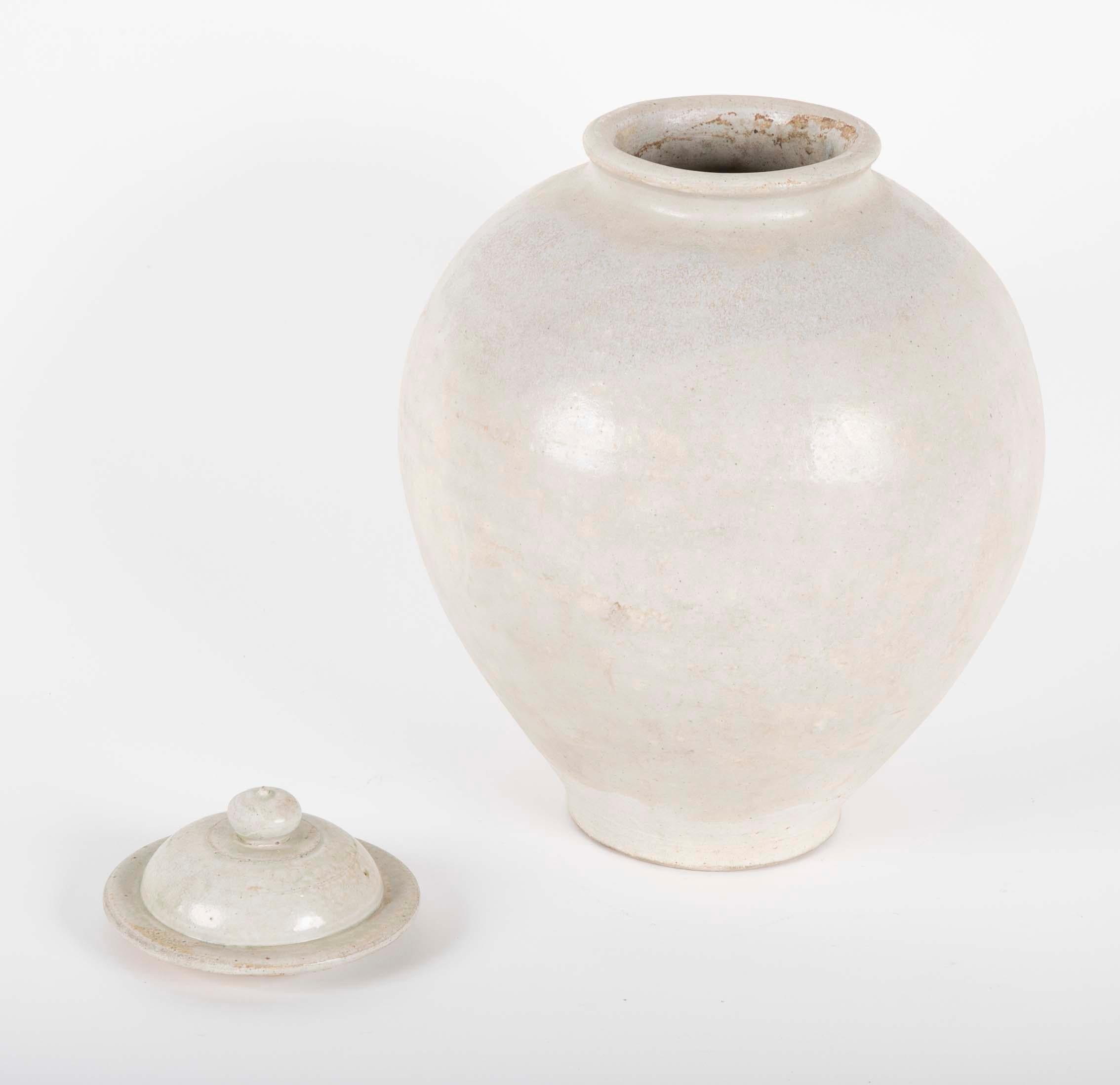 Tang Period Covered Stoneware Jar with White Glaze at 1stDibs