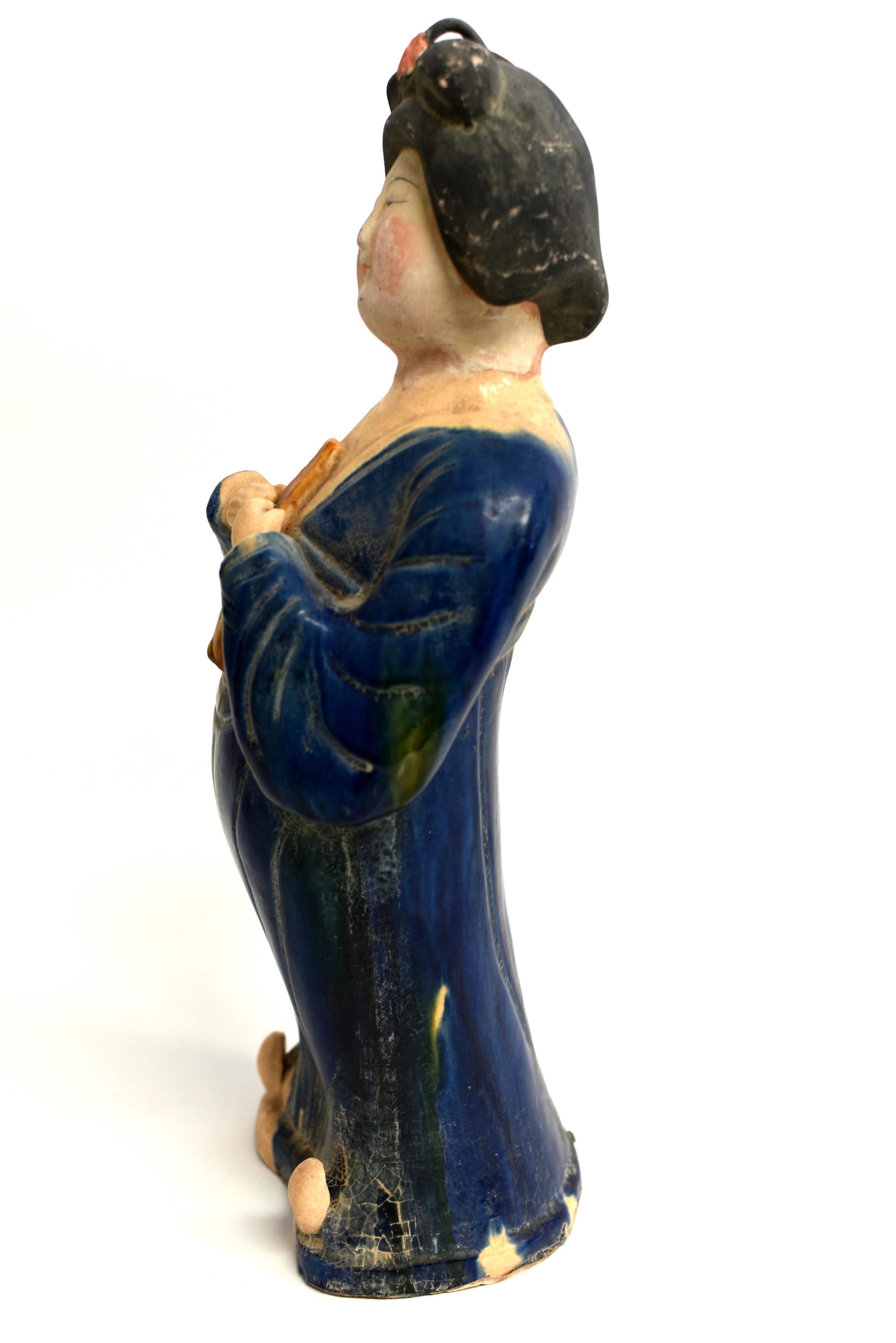 Tang Style Chinese Court Lady in Blue Dress For Sale at 1stDibs