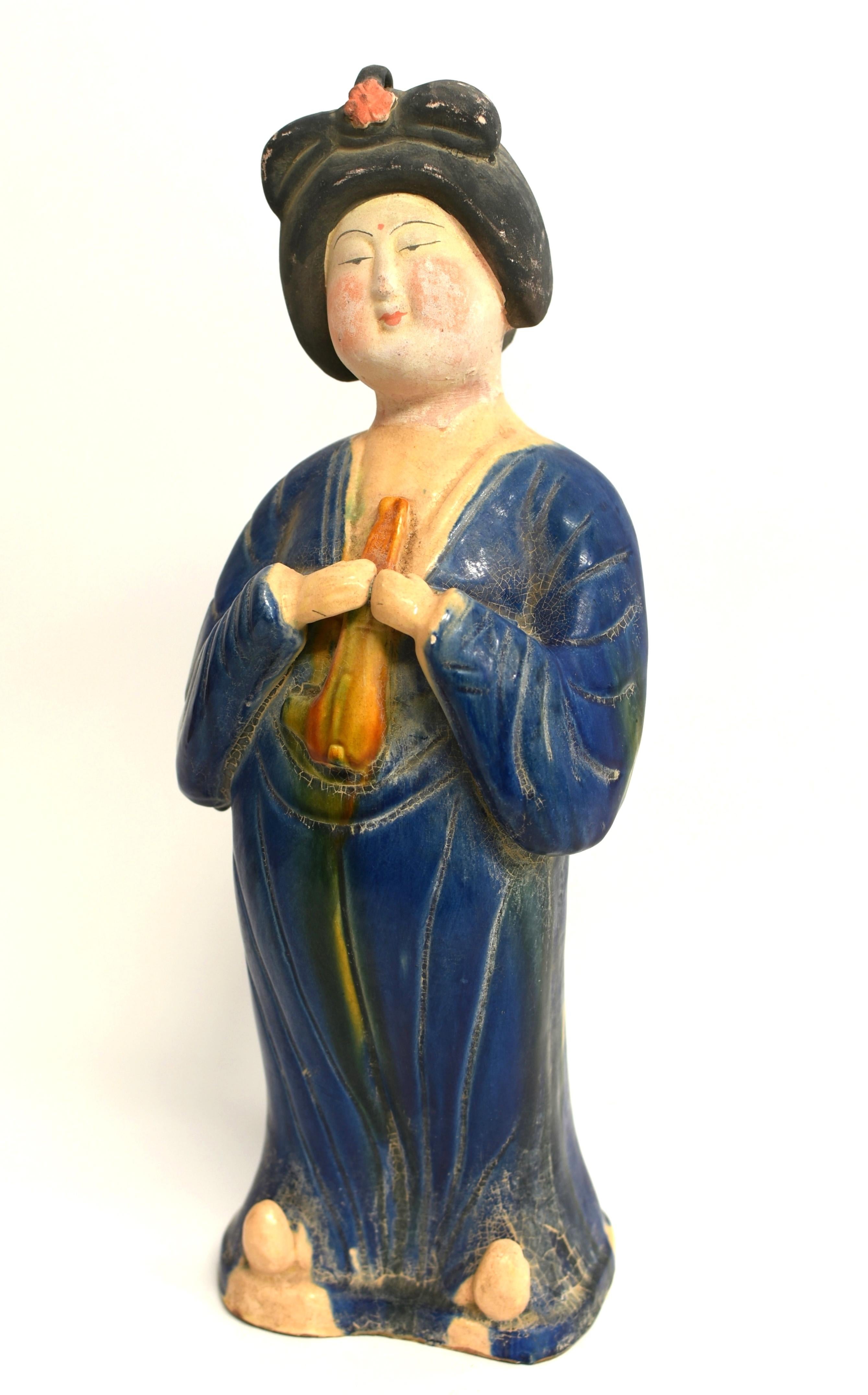 Tang Style Chinese Court Lady in Blue Dress For Sale at 1stDibs