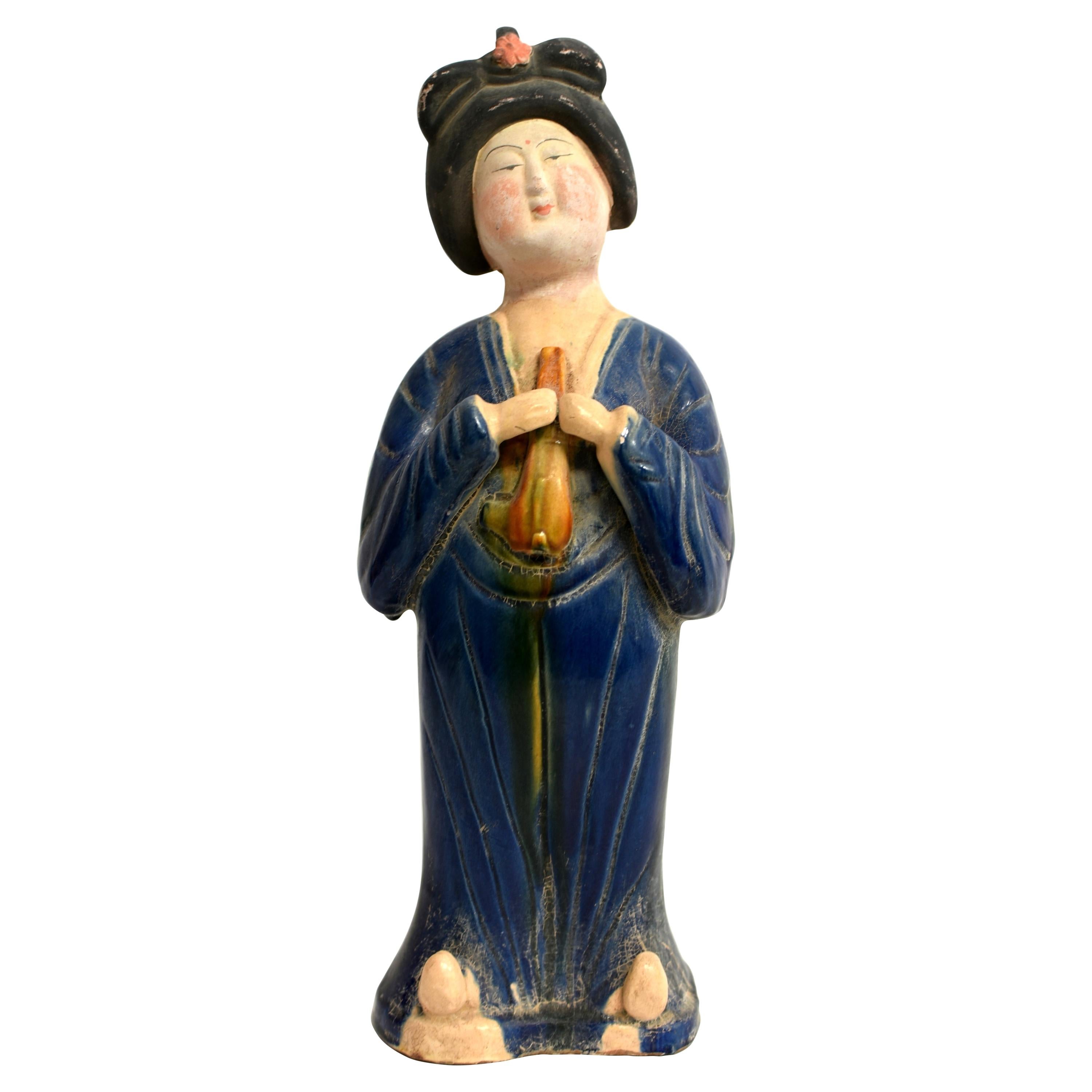 Statue of a Chinese Court Lady Wearing Brown Patterned Kimono and ...