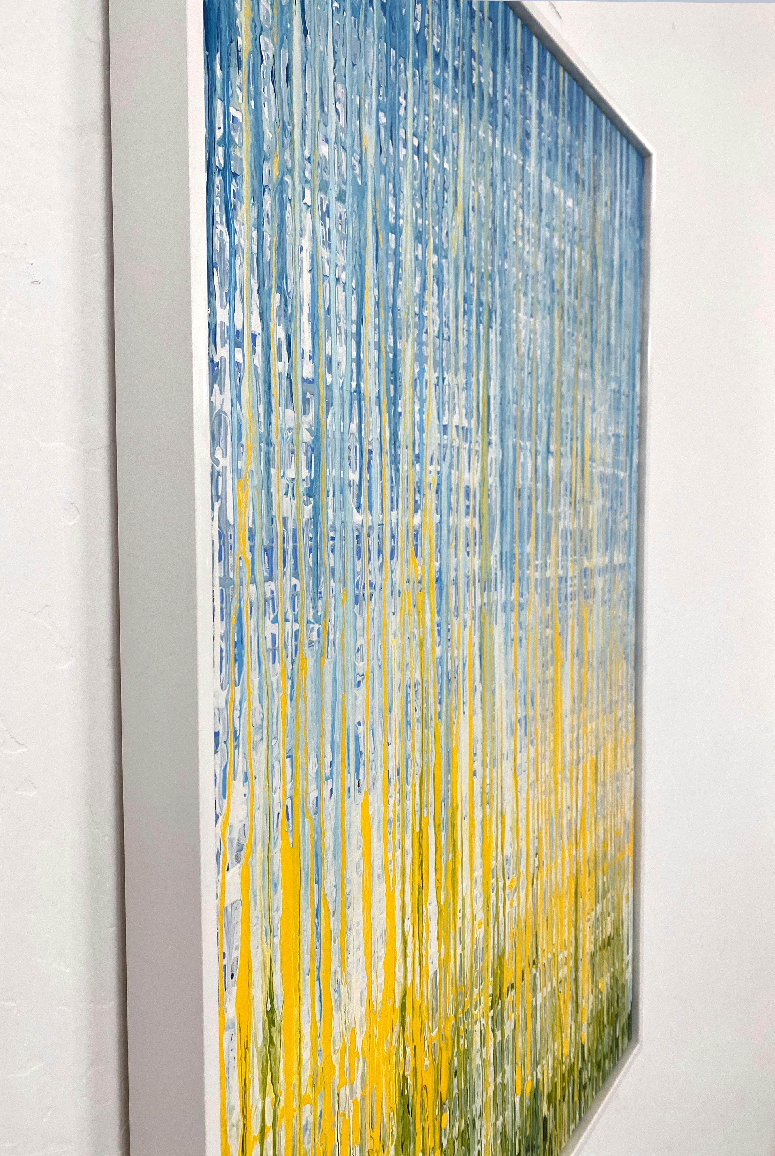Tania Dibbs - "Dandelion Field" blue green yellow contemporary abstract ...