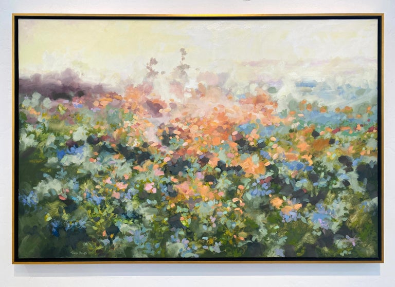Tania Dibbs - Morning Drizzle, contemporary floral landscape oil ...