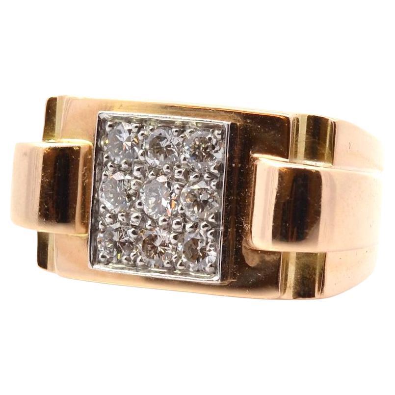 Tank Diamond Ruby Ring 18k Gold For Sale at 1stDibs