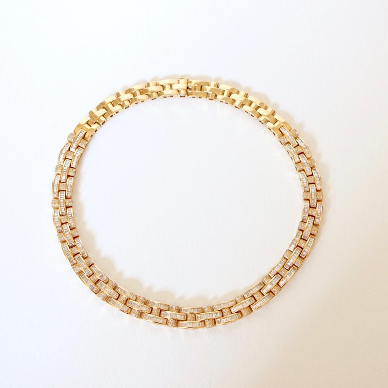 Tank Necklace in 18 Carat Yellow Gold and Diamonds For Sale at 1stDibs