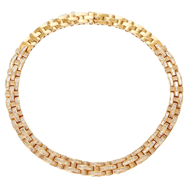 Tank Necklace in 18 Carat Yellow Gold and Diamonds For Sale at 1stDibs