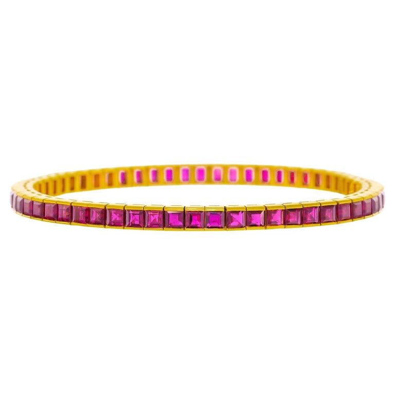 Tannler Bracelet ligne rubis 10 carats Zurich des années 1970 En vente ...