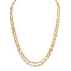 Antique English Gold Long Necklace of Anchor Chain Links For Sale at ...